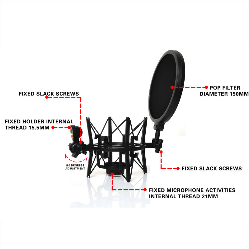 Professional Shock Mount with Pop Shield Filter Screen for Microphone